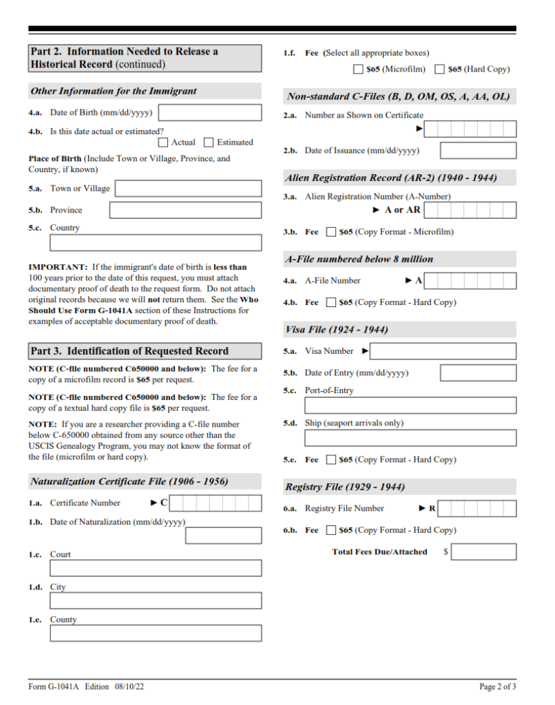 G-1041A Form – Genealogy Records Request | Finder Doc