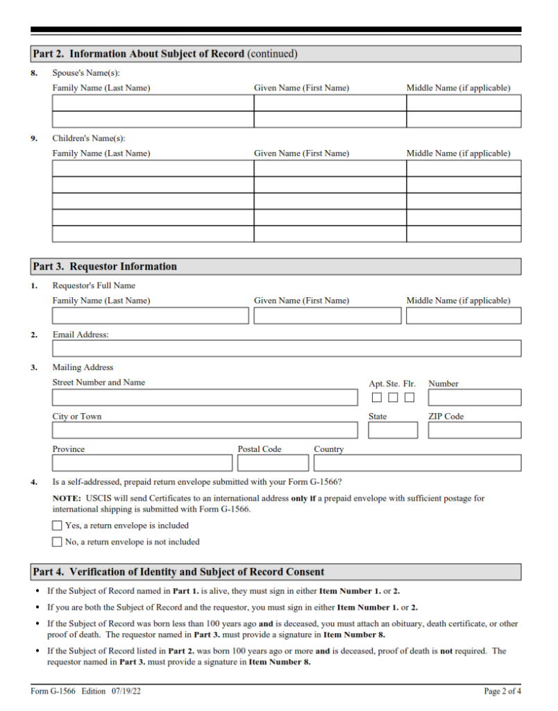G-1566 Form – Request for Certificate of Non-Existence | Finder Doc