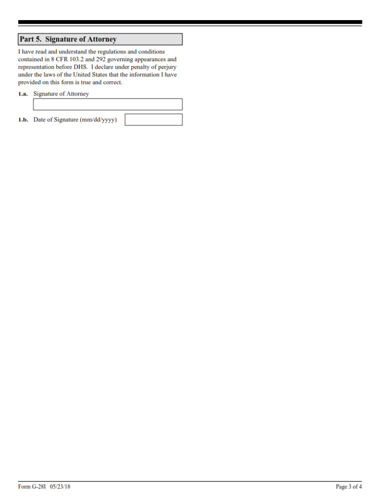 G-28I Form – Notice of Entry of Appearance as Attorney in Matters ...