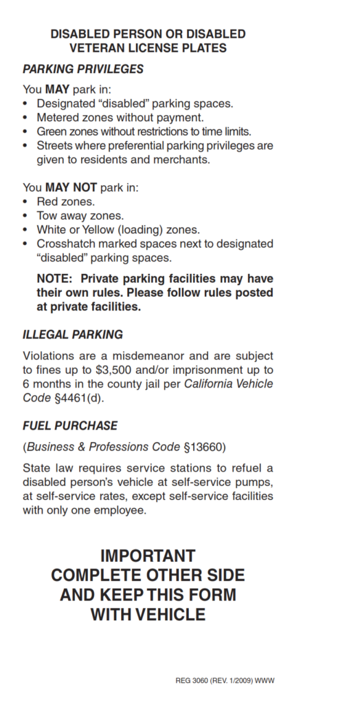 REG 3060 – Disabled Person or Disabled Veteran License Plate ...