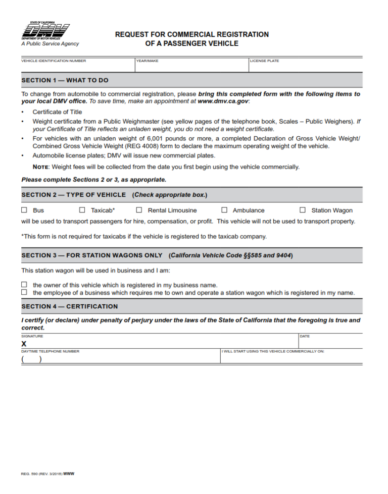 REG 590 – Request for Commercial Registration of a Passenger Vehicle ...