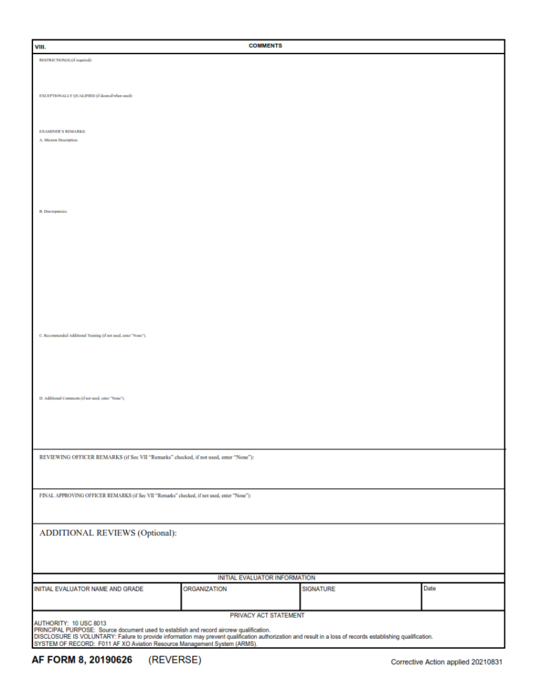 AF Form 8 – Certificate Of Aircrew Qualification | Finder Doc