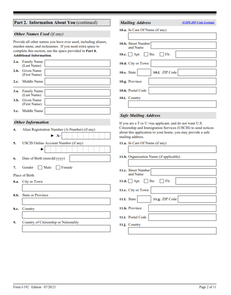 I-192 Form – Application for Advance Permission to Enter as a ...