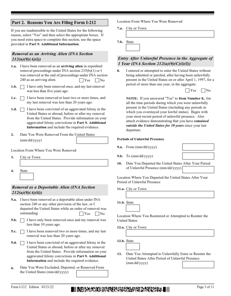 I-212 Form – Application for Permission to Reapply for Admission into ...
