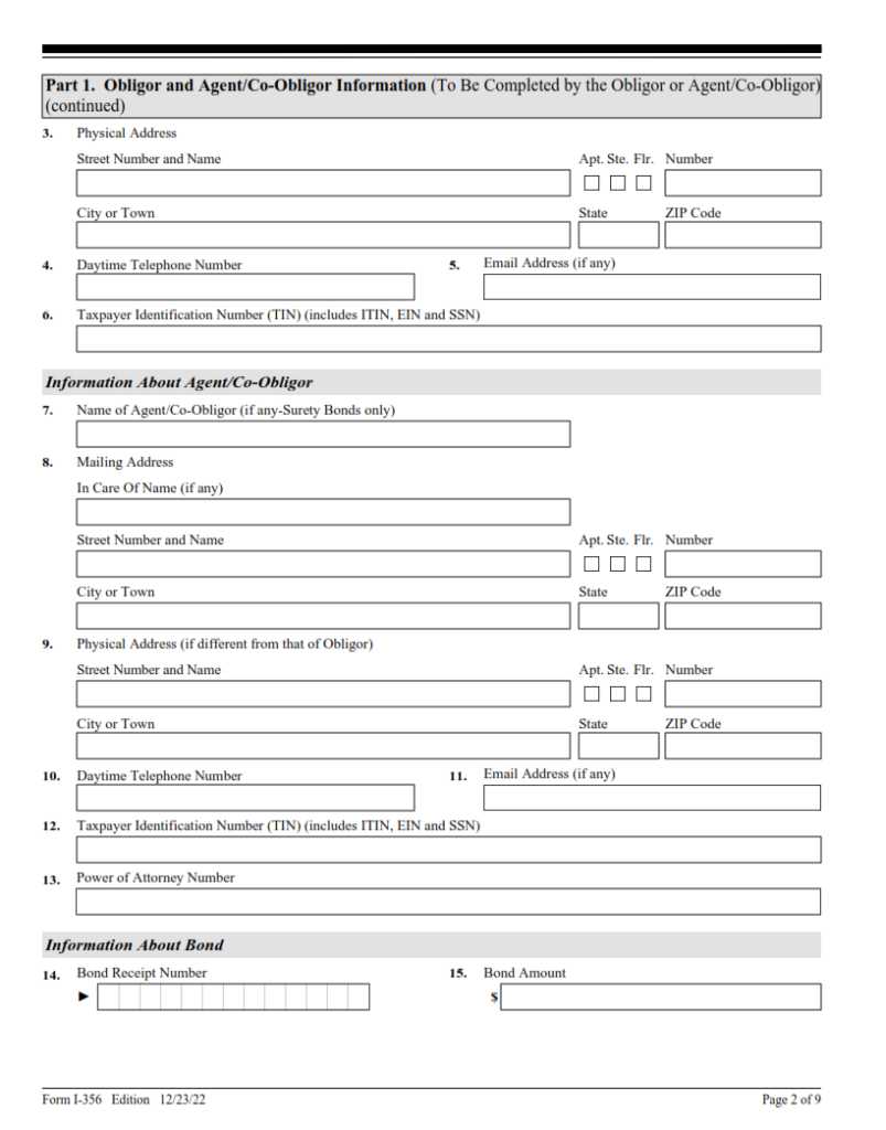 I-356 Form – Request for Cancellation of Public Charge Bond | Finder Doc