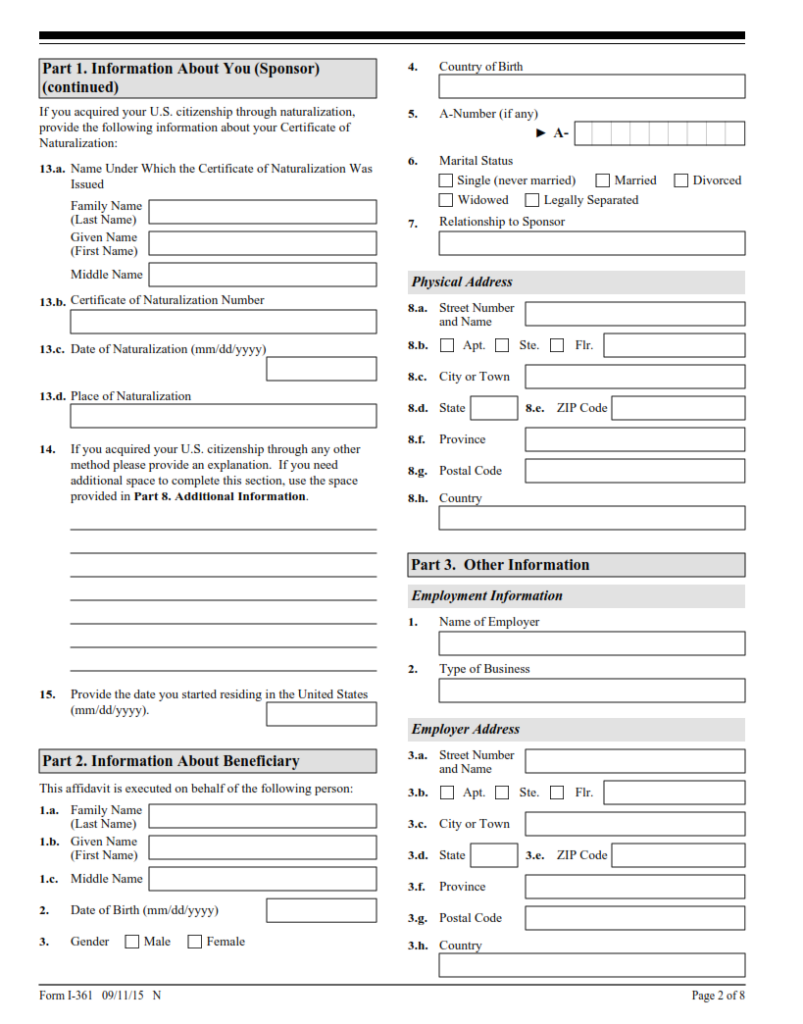 I-361 Form – Affidavit of Financial Support and Intent to Petition for ...