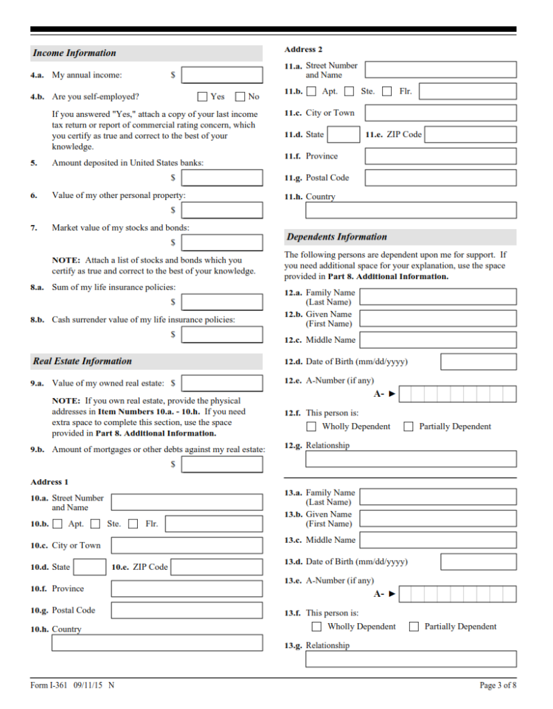 I-361 Form – Affidavit of Financial Support and Intent to Petition for ...
