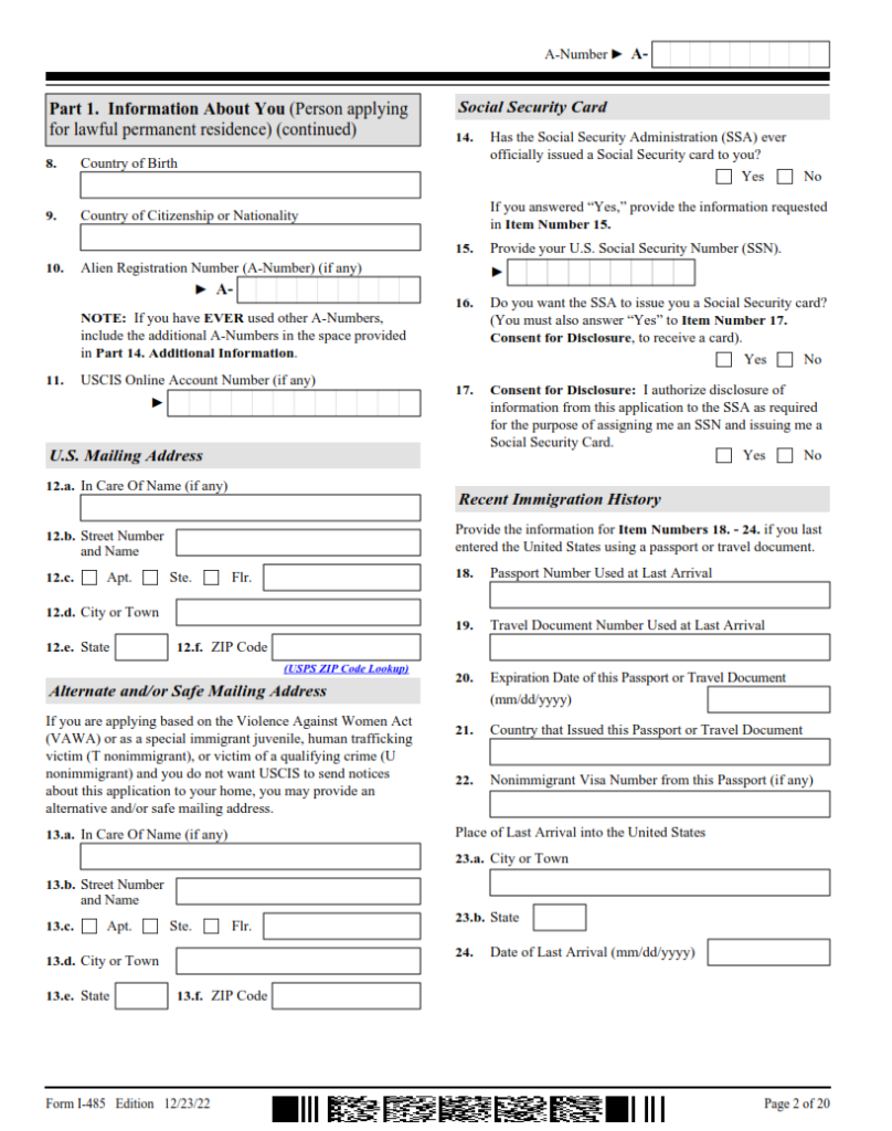 I-485 Form – Application to Register Permanent Residence or Adjust ...