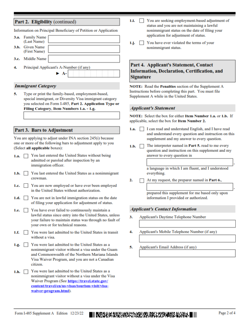 I-485 Supplement A Form – Supplement A to Form I-485, Adjustment of ...