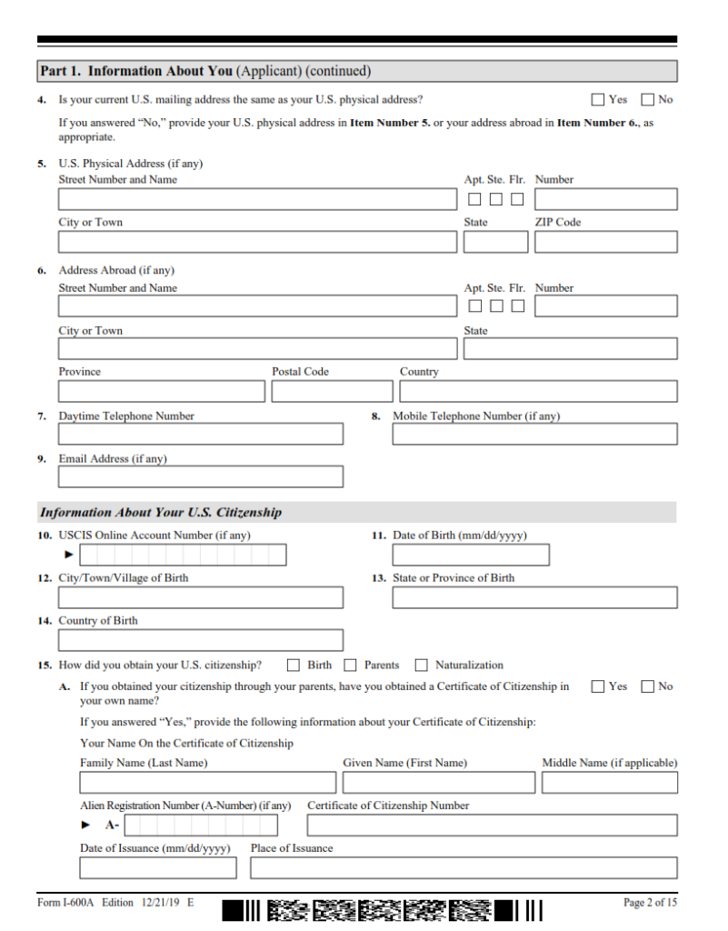 I-600A Form – Application for Advance Processing of an Orphan Petition ...