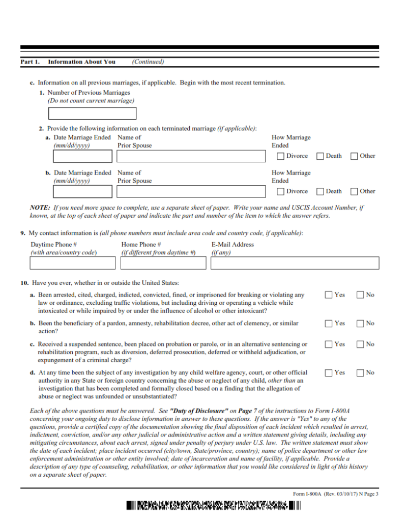 I-800A Form – Application for Determination of Suitability to Adopt a ...