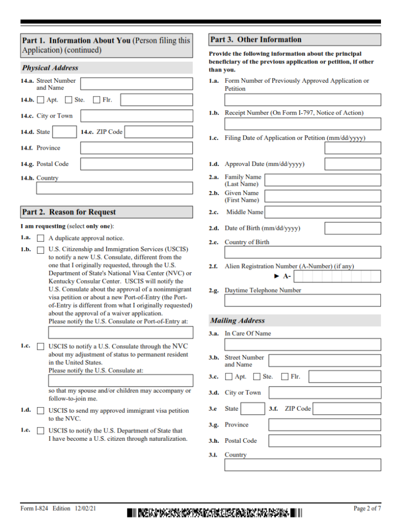 I-824 Form – Application for Action on an Approved Application or ...