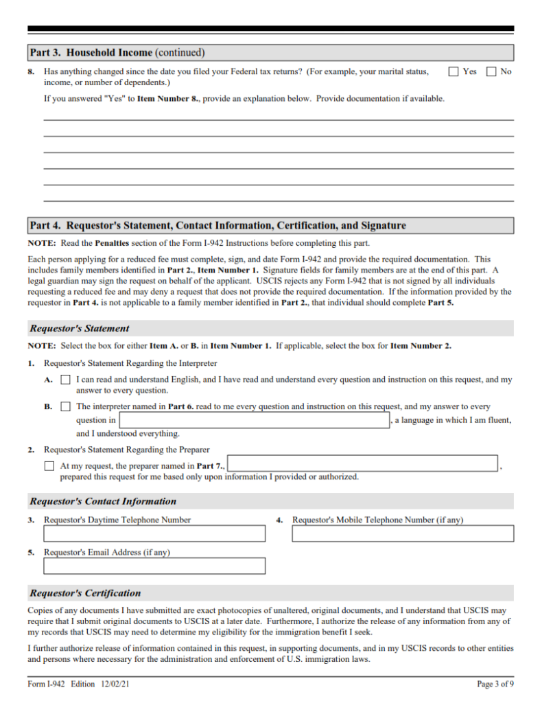 I-942 Form – Request for Reduced Fee | Finder Doc