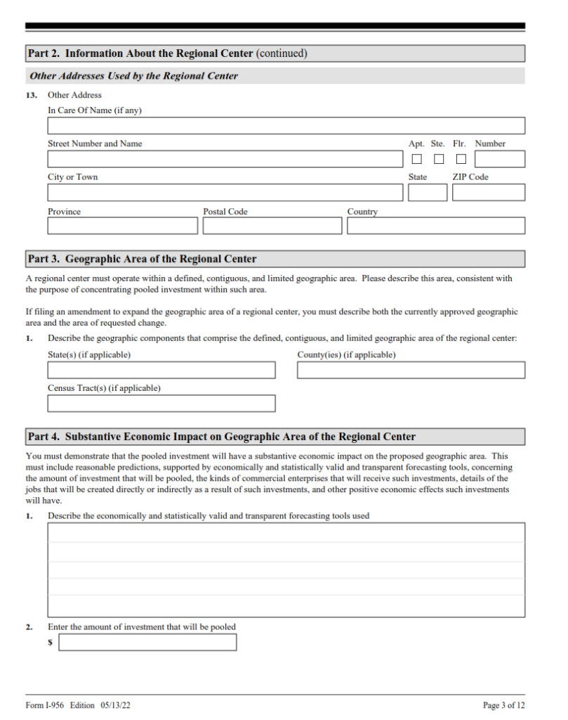 I-956 Form – Application for Regional Center Designation | Finder Doc
