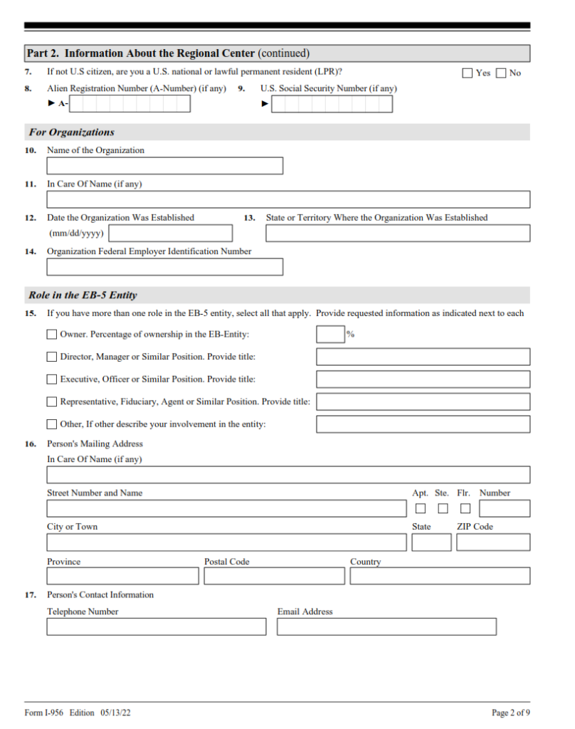 I-956H Form – Bona Fides of Persons Involved with Regional Center ...
