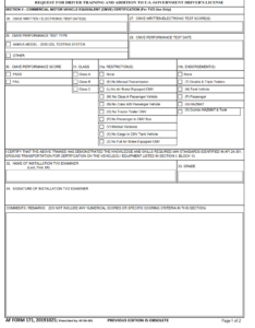 AF Form 171 – Request For Driver Training And Addition To U.S ...