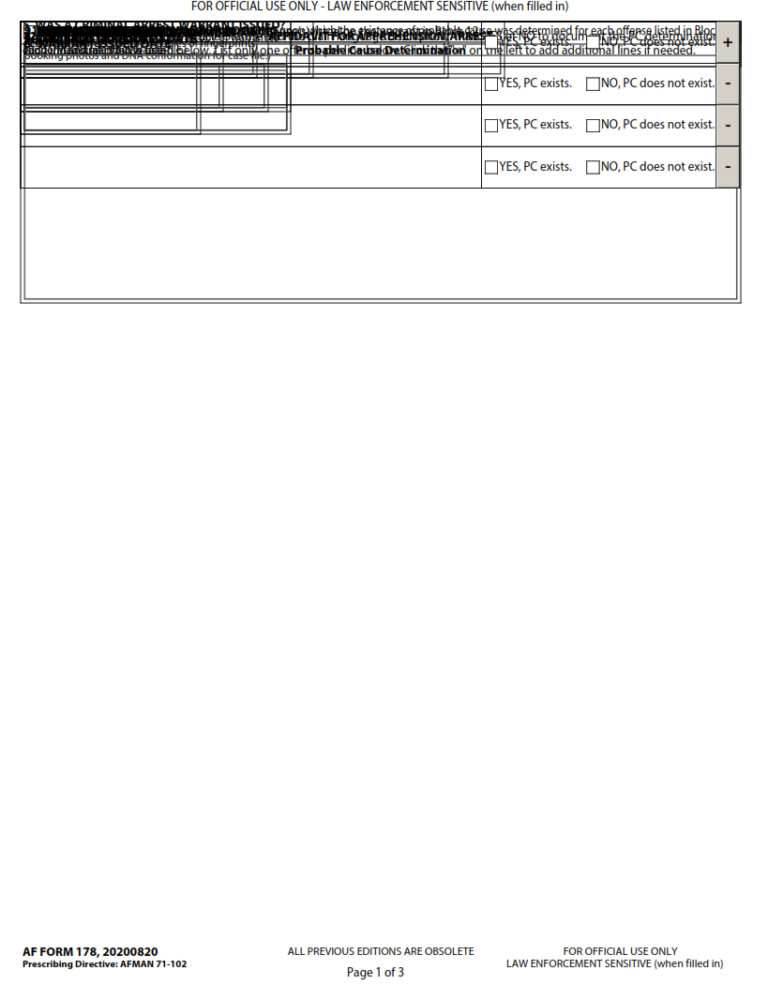 AF Form 178 – Affidavit For Apprehension/Arrest | Finder Doc