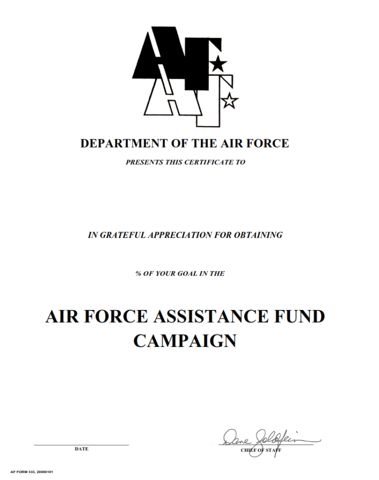 AF Form 333 – Air Force Assistance Fund Campaign Recognition ...