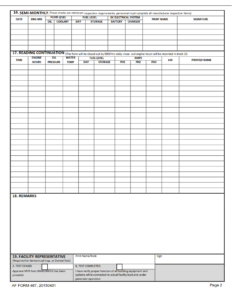 AF Form 487 – Generator Operating Log (Inspection Checklist) | Finder Doc