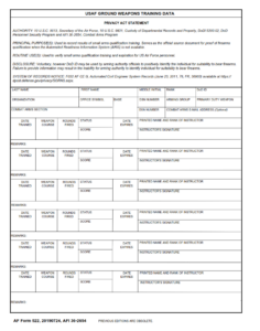 AF Form 522 – Usaf Ground Weapons Training Data | Finder Doc