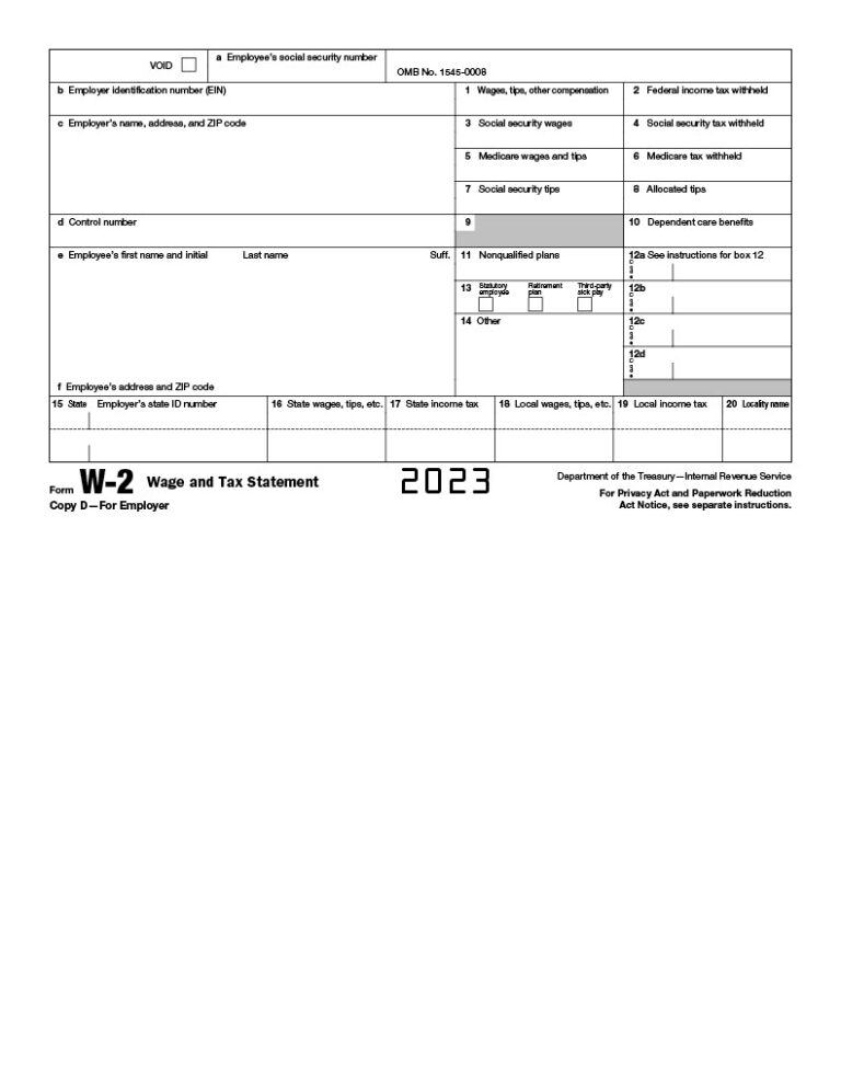 W2 Form 2023 Printable – IRS Form W-2 Fillable | Finder Doc