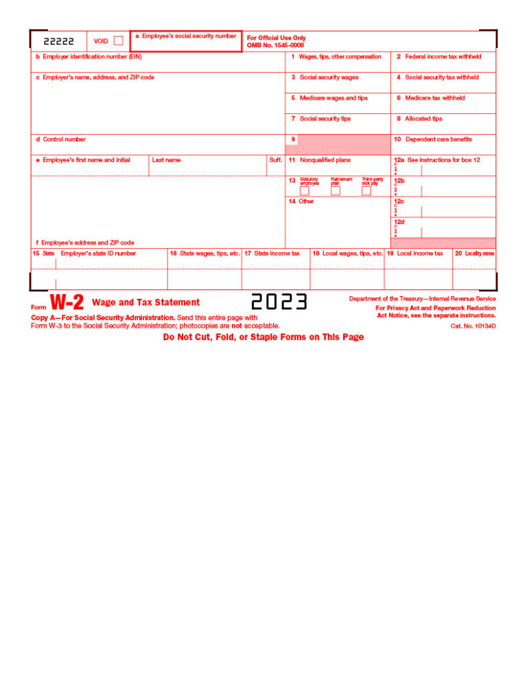 W2 Form 2023 Printable – IRS Form W-2 Fillable | Finder Doc