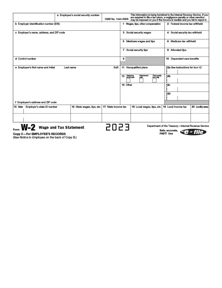 W2 Form 2023 Printable – IRS Form W-2 Fillable | Finder Doc