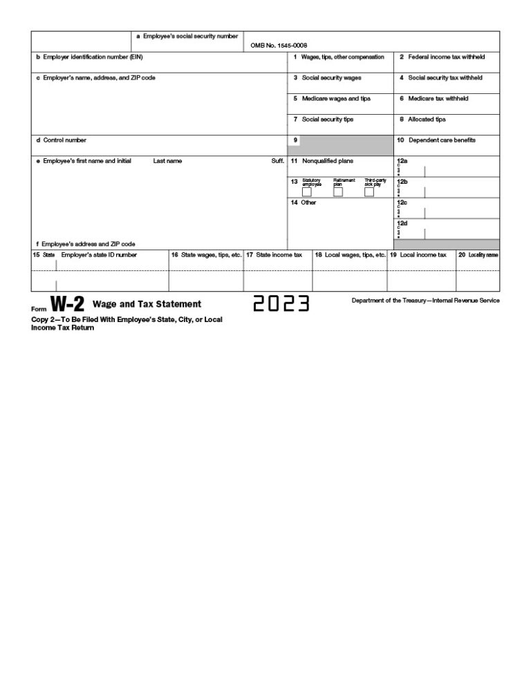 W2 Form 2023 Printable – IRS Form W-2 Fillable | Finder Doc