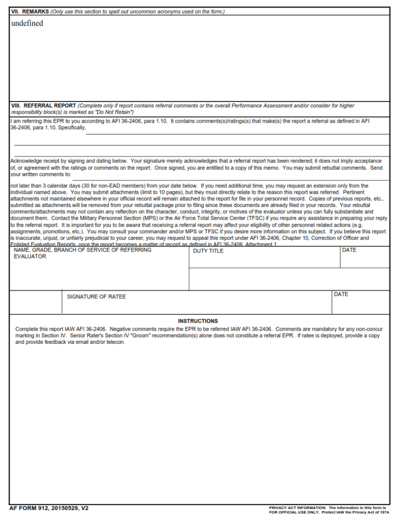 AF 912 Form – Enlisted Performance Report (Cmsgt) | Finder Doc