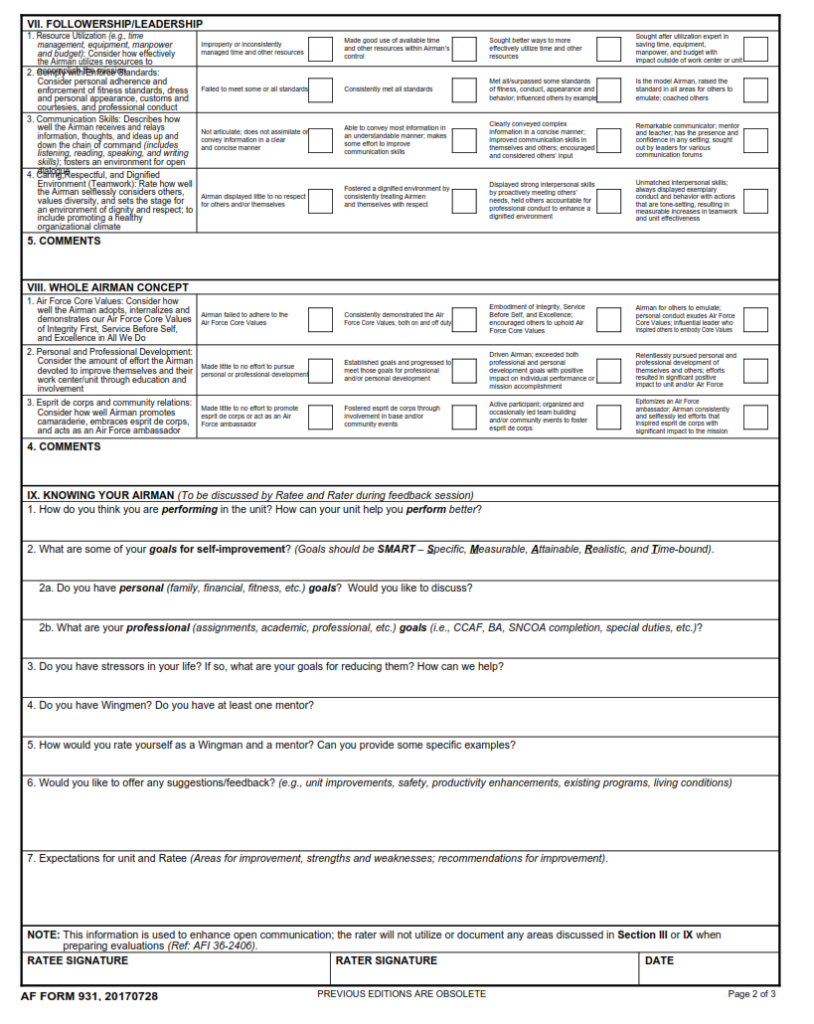 AF 931 Form – Airman Comprehensive Assessment (Ab Thru Tsgt) | Finder Doc