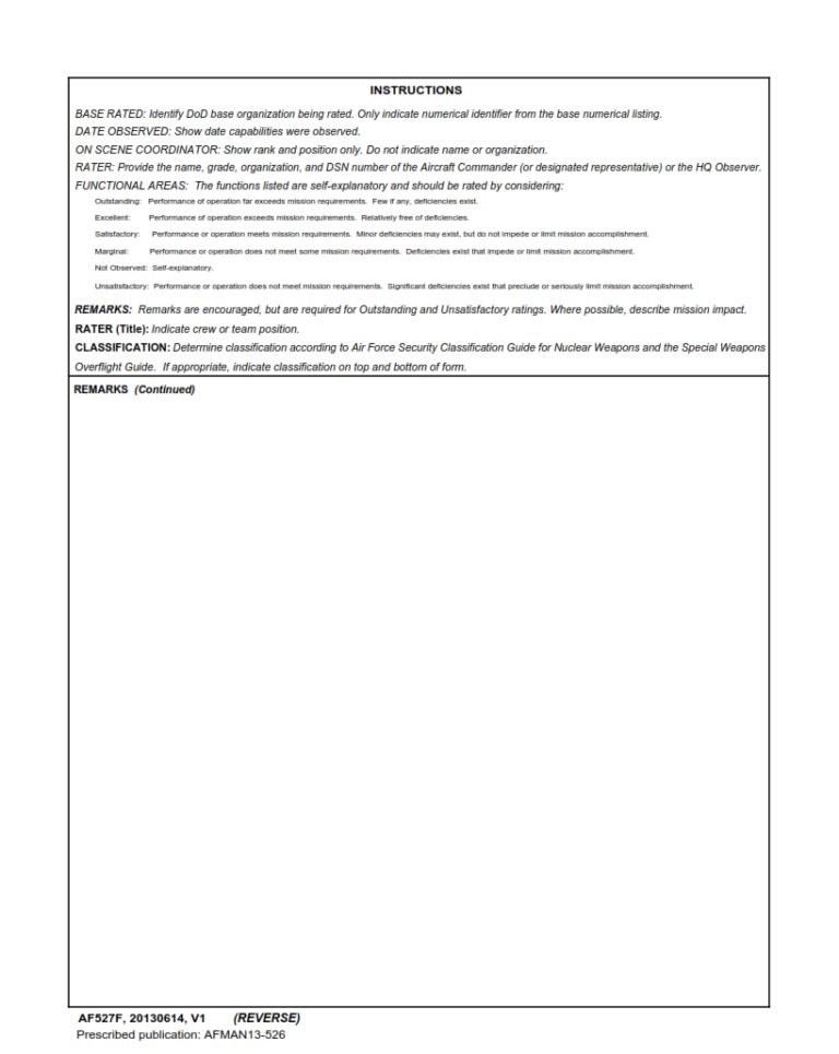 AF Form 527F – Checklist for Nuclear Mission Support | Finder Doc