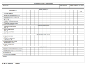 AF Form 919 – Bce In-Service Work Plan Worksheet | Finder Doc