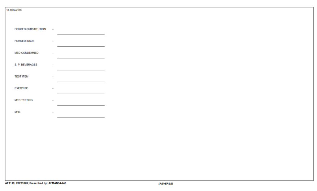 DAF Form 1119 – Monthly Monetary Records | Finder Doc
