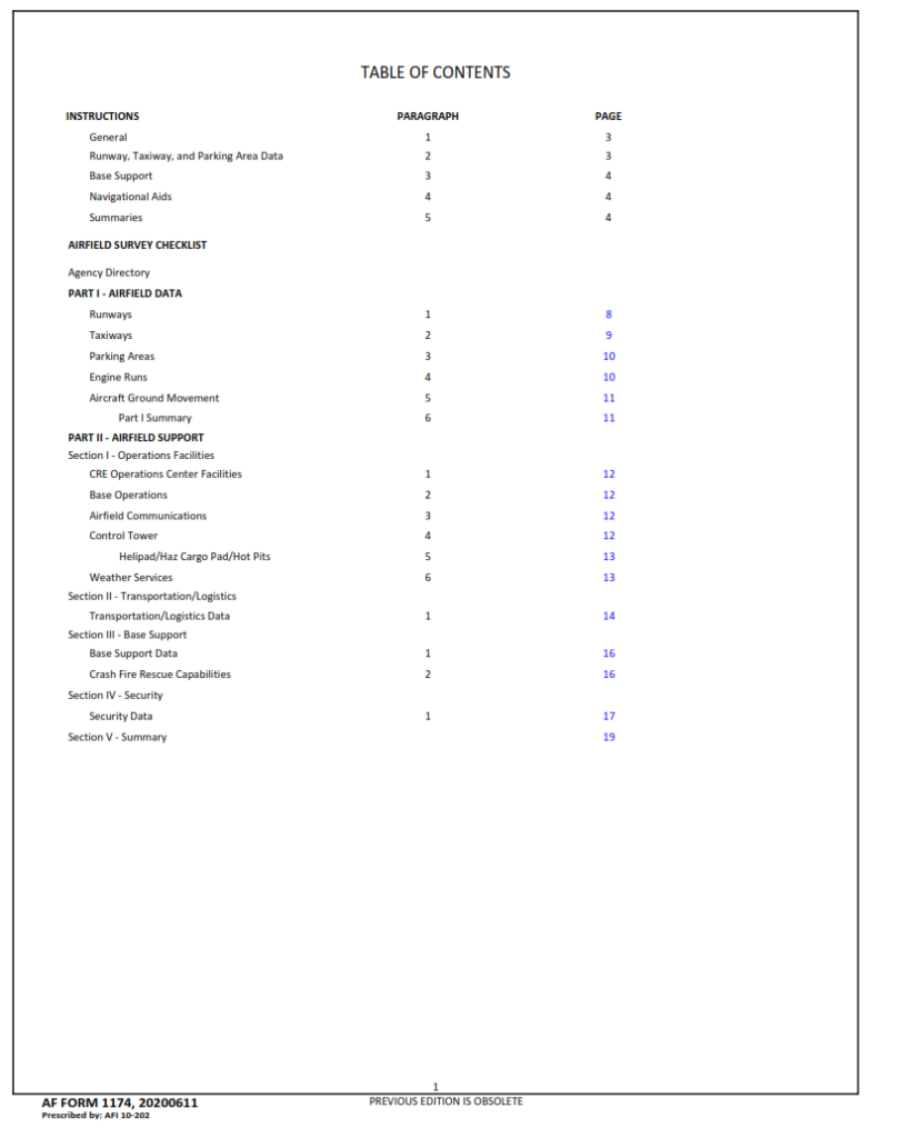 AF Form 1174 – Airfield Survey | Finder Doc